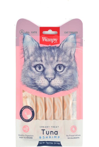 Wanpy Ton Balıklı Karidesli Likit Kedi Ödülü 5 x 14 gr Wanpy Ton Balıklı Karidesli Likit Kedi Ödülü 5 x 14 gr