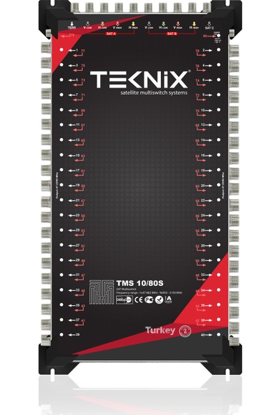 Teknoline Tms 10X80 S 2 Uydu + Dijitürk Uydusu + Karasal Yayın Girişli ve 80 Ayrı Daire Çıkışlı Teknoline Tms 10X80 S 2 Uydu + Dijitürk Uydusu + Karasal Yayın Girişli ve 80 Ayrı Daire Çıkışlı