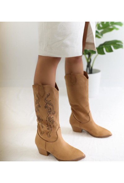 Limoya Erin Taba Lazer İşlemeli Western Çizme Limoya Erin Taba Lazer İşlemeli Western Çizme