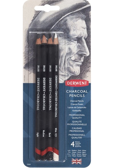Derwent Charcoal Pencils Karakalem Eskiz Kömür Füzen Kalem Seti 4'lü Blister Derwent Charcoal Pencils Karakalem Eskiz Kömür Füzen Kalem Seti 4'lü Blister