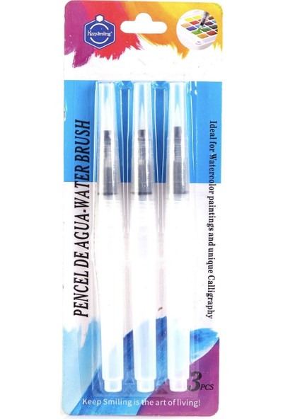 Keep Smiling Waterbrush Su Hazneli Fırça Seti 3'lü (İnce+Orta+Kalın Uç)
