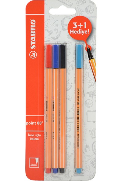 Stabilo Point 88 3+1 Blister Keçe Uçlu Kalem Stabilo Point 88 3+1 Blister Keçe Uçlu Kalem