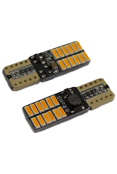 Space T10 Led Ampul 24 SMD Canbus'lı Turuncu 2'li Set 12V / LAAM627-3 Space T10 Led Ampul 24 SMD Canbus'lı Turuncu 2'li Set 12V / LAAM627-3