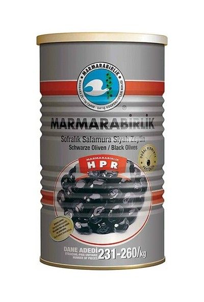 Marmarabirlik (L) 231-260 Doğal Salamura Sulu Zeytin 800 gr Teneke