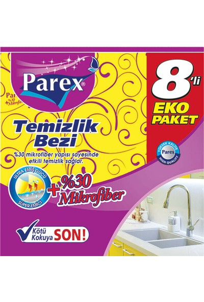 Parex (%30 Microfiber) Temizlik Bezi 8'li Parex (%30 Microfiber) Temizlik Bezi 8'li