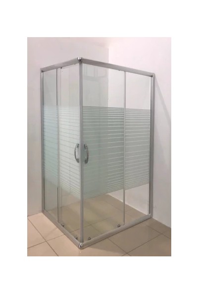 Durul Duşakabin 90 x 90 cm Kare 5 mm Çizgili Duşakabin Duş Teknesiz