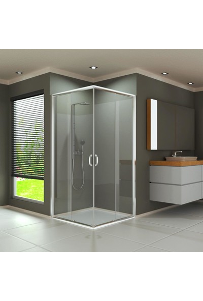 Durul Duşakabin 80 x 80 cm Kare 5 mm Şeffaf Duşakabin Duş Teknesiz