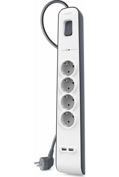 Belkin Akım Korumalı Uzatma Priz 4'lü 2x 2.4A USB Girişi - 2 mt