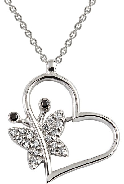 Clavis Jewelry Kelebekli Kalp Kolye 18 Ayar