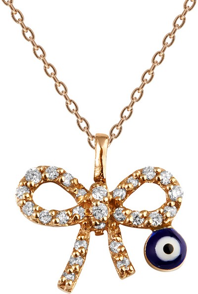 Clavis Jewelry Pırlantalı Fiyonk Kolye 14 Ayar