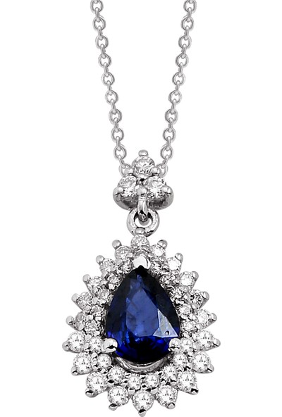 Clavis Jewelry Safir Taşlı Pırlanta Kolye 18 Ayar