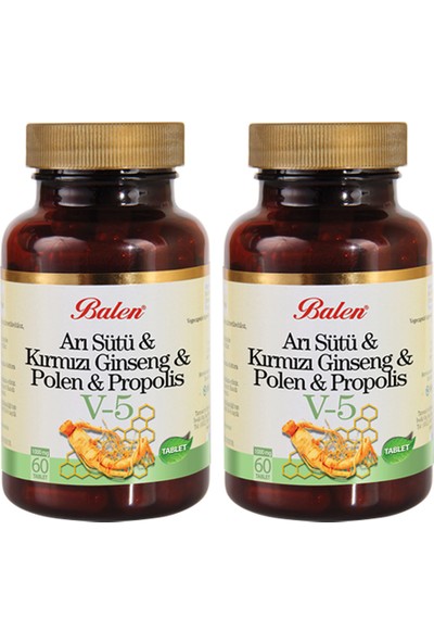 Balen (V5) Arı Sütü & Kırmızı Ginseng & Polen & Propolis Tablet x 2 Adet