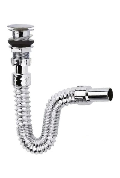 Erallar Pop-Up Krom Kaplama Bas-Stop Körüklü Lavabo Eviye Sifon Erallar Pop-Up Krom Kaplama Bas-Stop Körüklü Lavabo Eviye Sifon