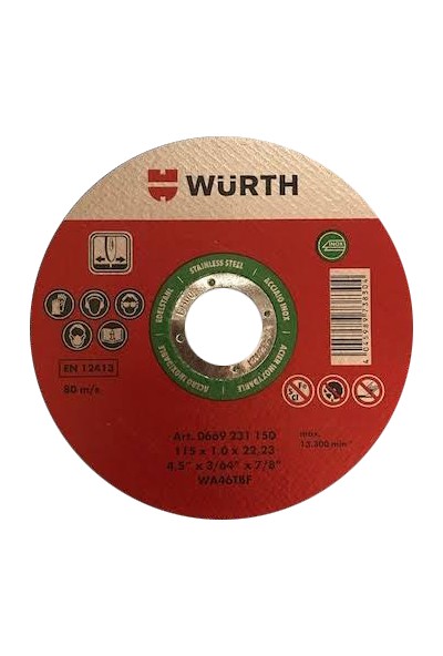 Würth 115 mm Inox Metal/krom Kesici Würth 115 mm Inox Metal/krom Kesici