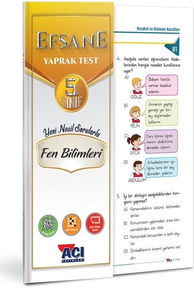 Açı 5. Sınıf Fen Bilimleri Çek Kopart Yaprak Test