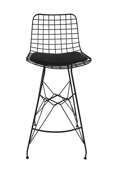 Elizera M2 Siyah Tel Bar Sandalyesi