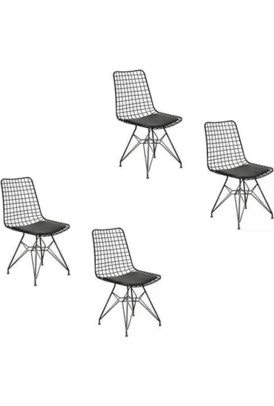 Elizera 4’lü M1 Siyah Kafes Tel Sandalye