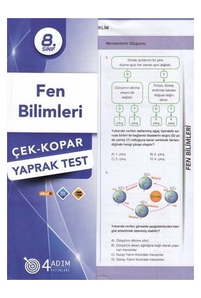 4 Adım 8. Sınıf Fen Bilimleri Çek Kopar Yaprak Test 4 Adım 8. Sınıf Fen Bilimleri Çek Kopar Yaprak Test