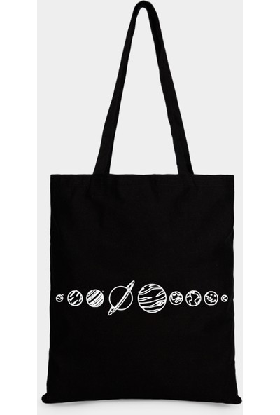Çınar Gezegenler Baskılı Ham Bez Çanta