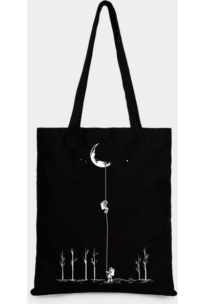 Çınar Uzaydan Iple Inen Astronot Baskılı Bez Çanta Çınar Uzaydan Iple Inen Astronot Baskılı Bez Çanta