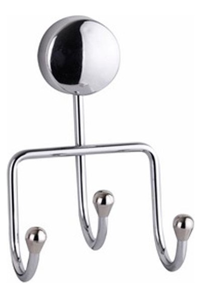 Alper Banyo Yapışkanlı Kancalı Üçlü Askılık Krom
