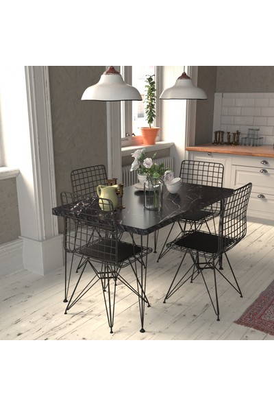 Yelken Mobilya Karanfil Ahşap Mermer Desenli Mutfak Masa Takımı Mutfak Masa Tel Sandalye Takımı Yelken Mobilya Karanfil Ahşap Mermer Desenli Mutfak Masa Takımı Mutfak Masa Tel Sandalye Takımı