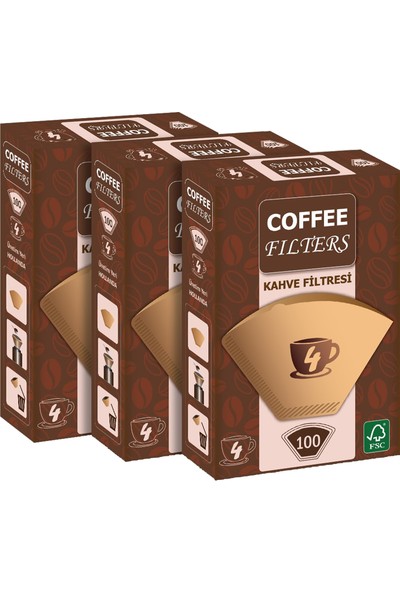 Coffee Filters Filtre Kahve Kağıdı No:4 100'lü @ 3 Paket Coffee Filters Filtre Kahve Kağıdı No:4 100'lü @ 3 Paket