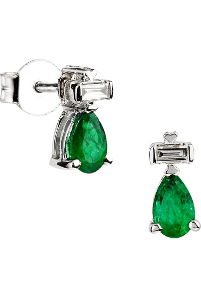 Clavis Jewelry Damla Zümrütlü Pırlanta Küpe (CKP0680)