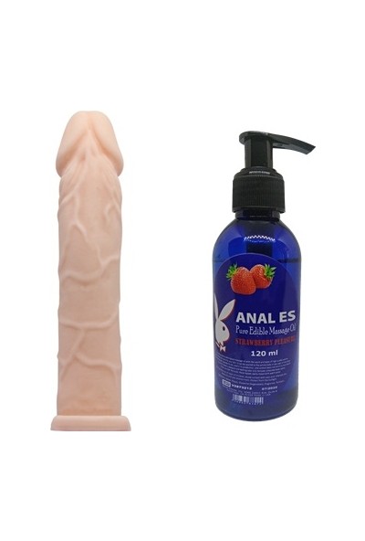 Eromax Penise Takılan Kılıf 18 cm Uzunluğunda Penis Kılıfı + Çilek Aromalı Kayganlaştırıcı Yağ