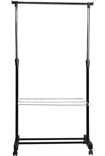 Lerato Teleskopik Tekerlekli Raflı Elbise Askısı Lerato Teleskopik Tekerlekli Raflı Elbise Askısı