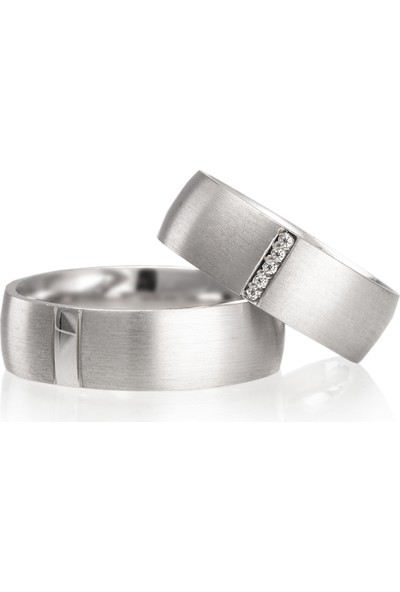 Gümüşcüm Mona Gümüş Alyans Modeli Taşlı Alyans Çifti