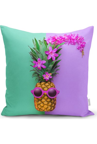 RealHomes Yeşil ve Mor Ananas Temalı Özel Tasarım Yastık Kırlent Kılıfı RealHomes Yeşil ve Mor Ananas Temalı Özel Tasarım Yastık Kırlent Kılıfı