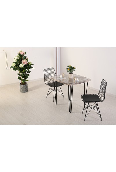 Yelken Küdüm 80 70 Firkete Mermer Desenli Ikili Masa ve Tel Sandalye Yelken Küdüm 80 70 Firkete Mermer Desenli Ikili Masa ve Tel Sandalye