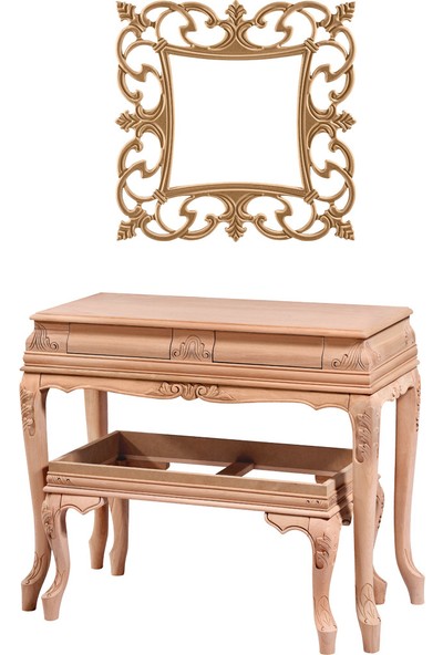 Mobilya Baba 8188 4542 Sofia Oval Ayna ve Büyük Düz Tırnak Cilasız Ahşap Mobilya Baba 8188 4542 Sofia Oval Ayna ve Büyük Düz Tırnak Cilasız Ahşap