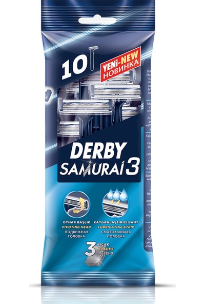 Derby Samurai 3 Bıçaklı 10'lu Poşet x 2 Adet