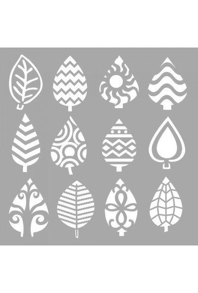 Artikel Desenli Yapraklar Motif Stencil Ve Boyama Şablonu 30 x 30 cm