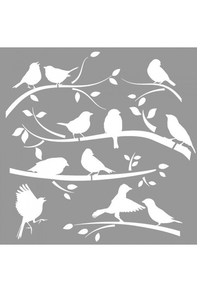 Artikel Dalda Kuş 2 Stencil Ve Boyama Şablonu 30 x 30 cm