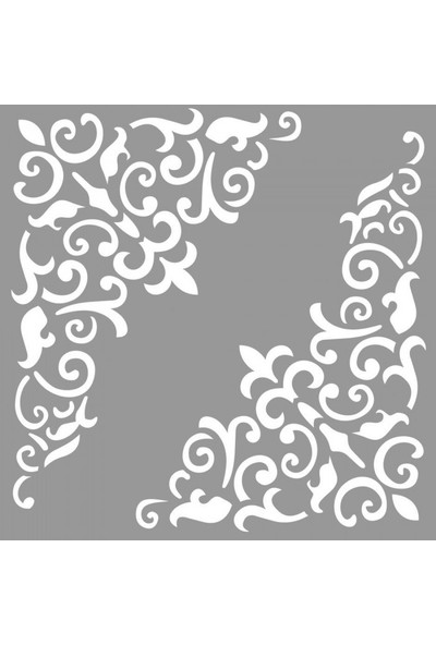 Artikel Köşe Floral Stencil Ve Boyama Şablonu 30 x 30 cm