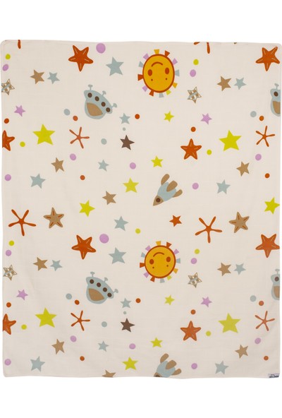 Sevi Bebe Organik Müslin Çok Amaçlı 2 Li Örtü 70X56 Uzay Desen