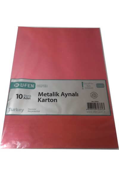 U-Fen Metalik Aynalı Karton - 10'lu 10 Renk