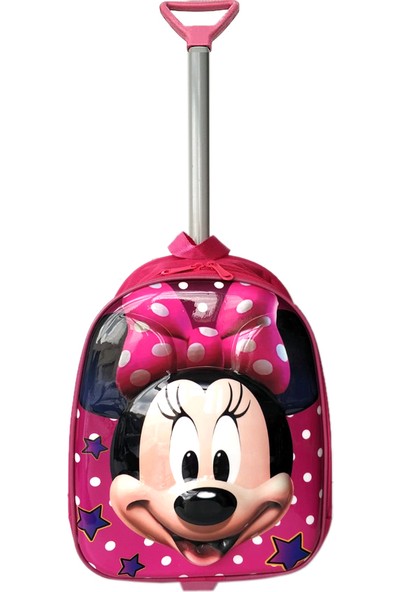 Redpoloshop Anaokulu Çekçekli Sırt Çantası 5D ABS Kabuk Yüzey Minnie Mouse