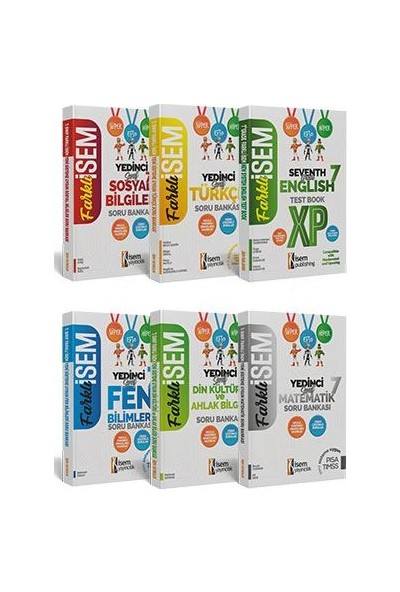 İsem Yayıncılık 2020 Farklı 7. Sınıf Tüm Dersler Soru Seti
