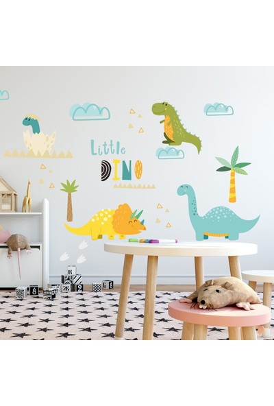 Sim Tasarım Sevimli Dinazorlar Temalı Duvar Sticker Seti Sim Tasarım Sevimli Dinazorlar Temalı Duvar Sticker Seti
