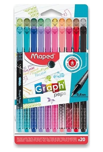 Maped Fineliner 0.4 mm Desenli 20 Renkli Maped Fineliner 0.4 mm Desenli 20 Renkli
