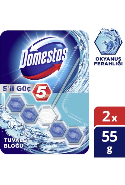 Domestos Okyanus Ferahlığı 5'li Güç Wc Blok Duopack 2'li 110 gr Domestos Okyanus Ferahlığı 5'li Güç Wc Blok Duopack 2'li 110 gr