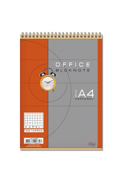 Alfa A-4 100/4 Beyaz Spiralli Bloknot (Office Blok)
