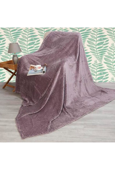 Merinos Pearl Tomurcuk Battaniye Kül Moru Çift Kişilik