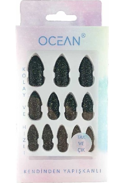 Ocean Tak ve Çık Takma Tırnak [simli Siyah]