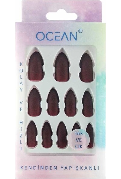 Ocean Tak ve Çık Takma Tırnak [mat Koyu Kırmızı]