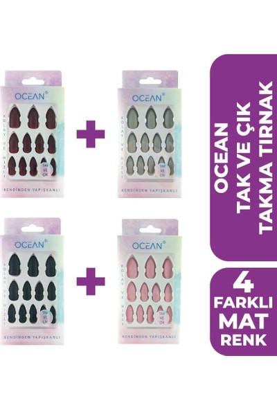 Ocean Tak ve Çık Takma Tırnak 4'lü Set [mat Set]